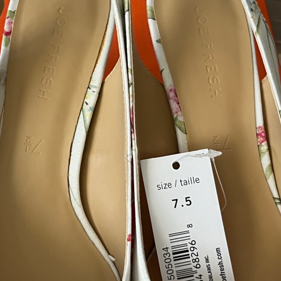 Joe Fresh | Shoes | Joe Fresh White Pink Floral Fabric Kitten Heel ...